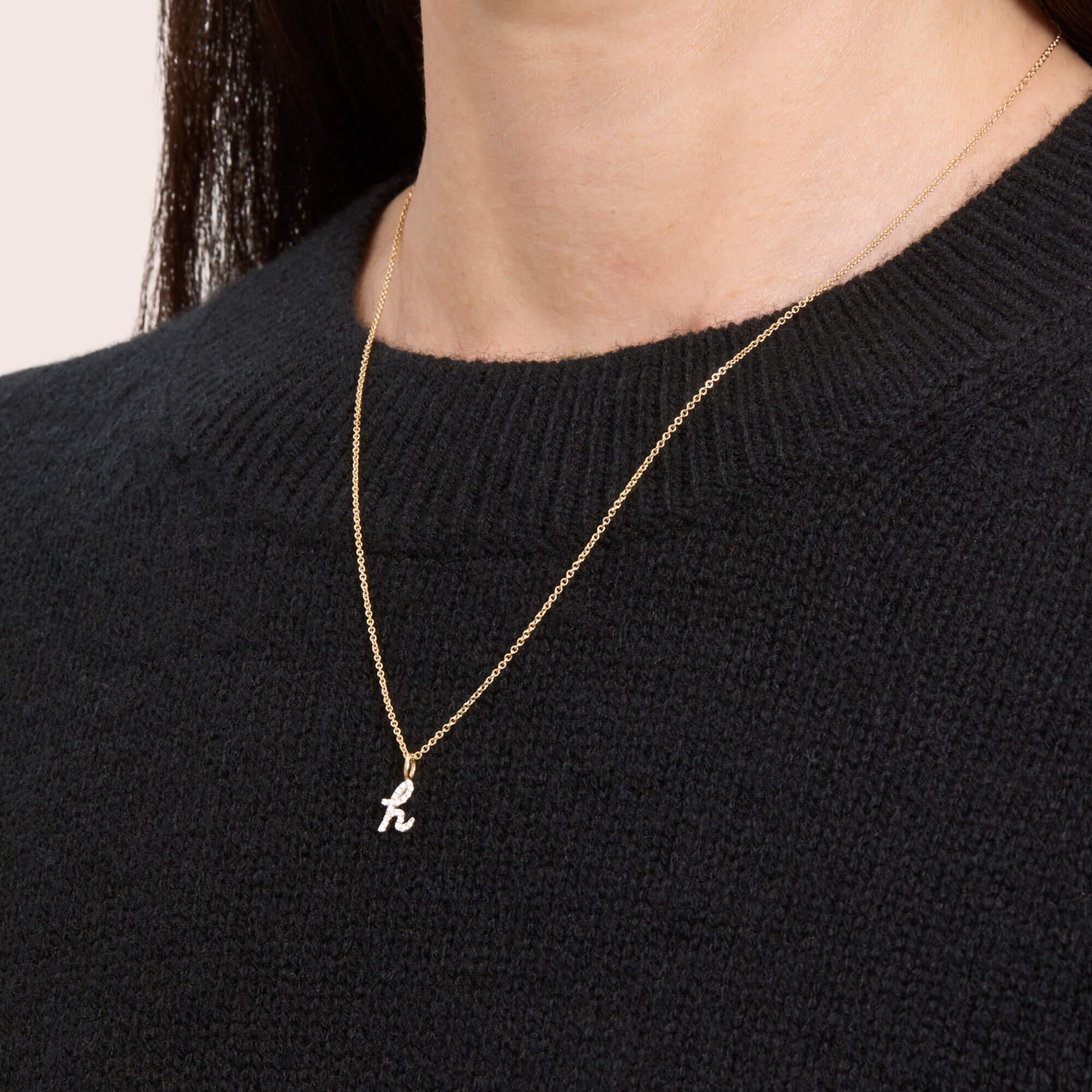 Diamond Cursive Initial Necklace – STONE AND STRAND