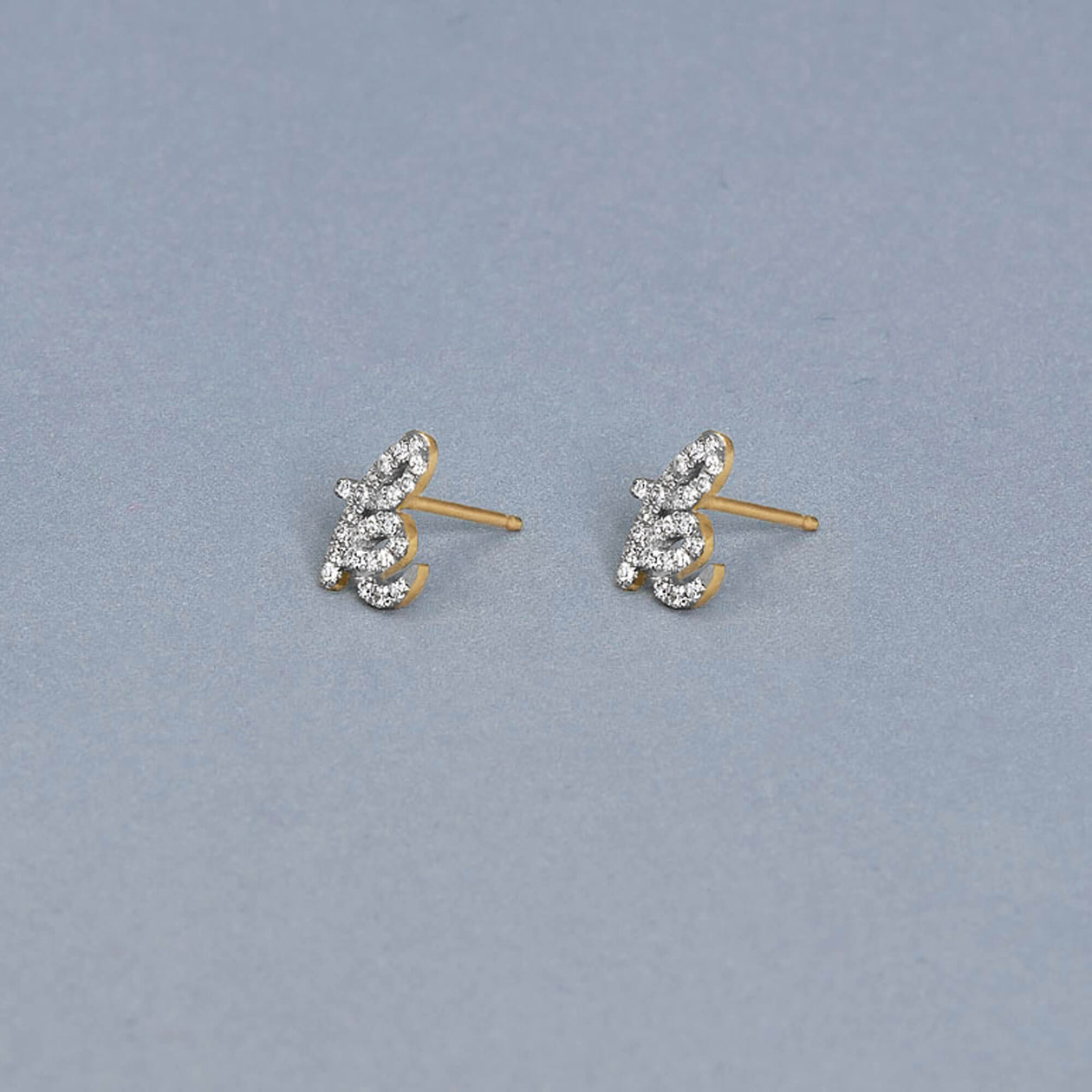 Diamond Cursive Initial Stud – STONE AND STRAND