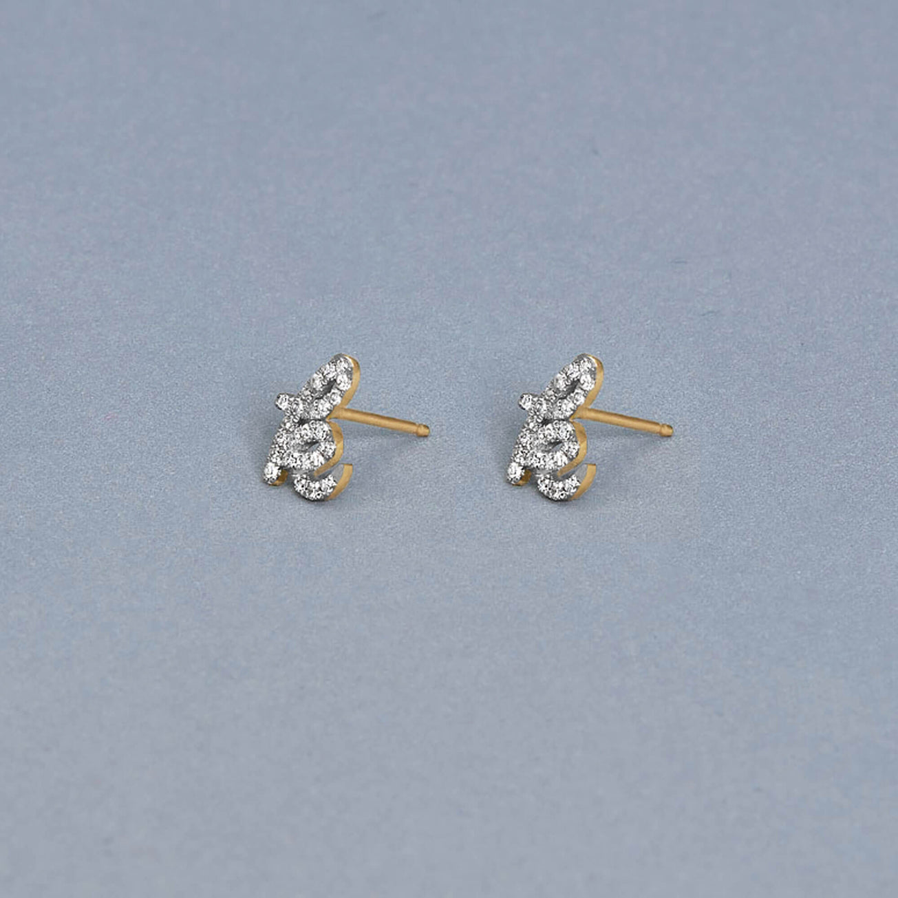 Diamond Cursive Initial Stud – STONE AND STRAND