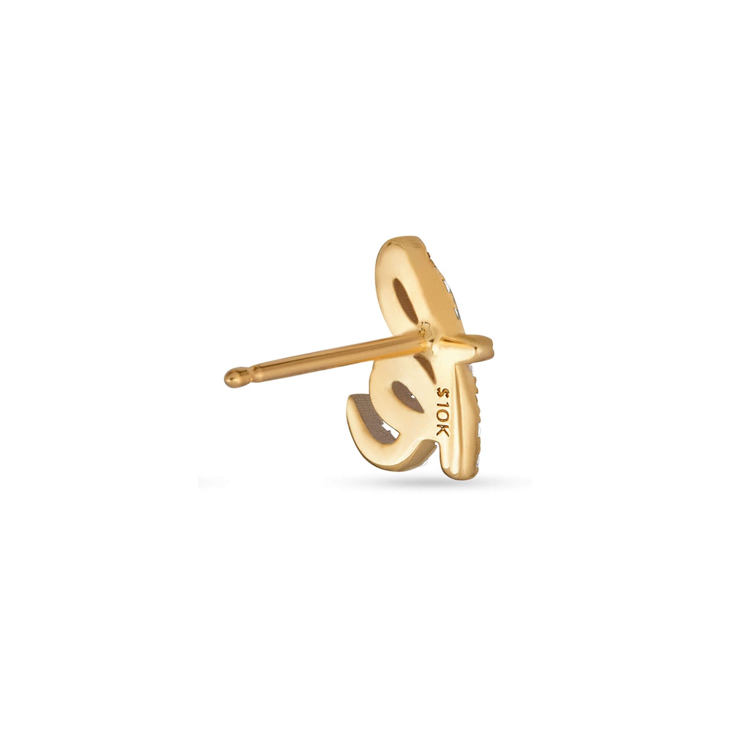 Diamond Cursive Initial Stud – STONE AND STRAND