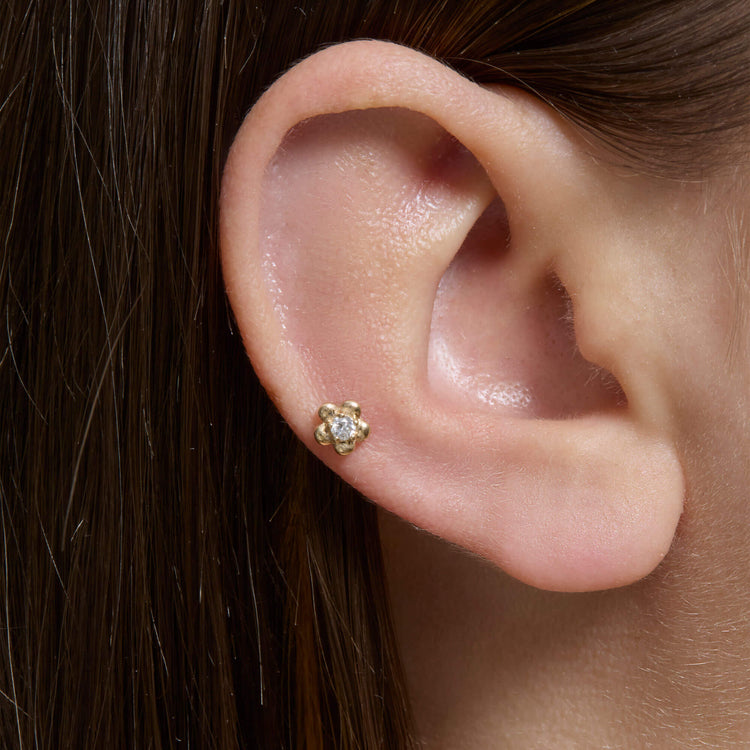 LAB-Created Diamond Flower Push Pin Flat Back – STONE AND STRAND