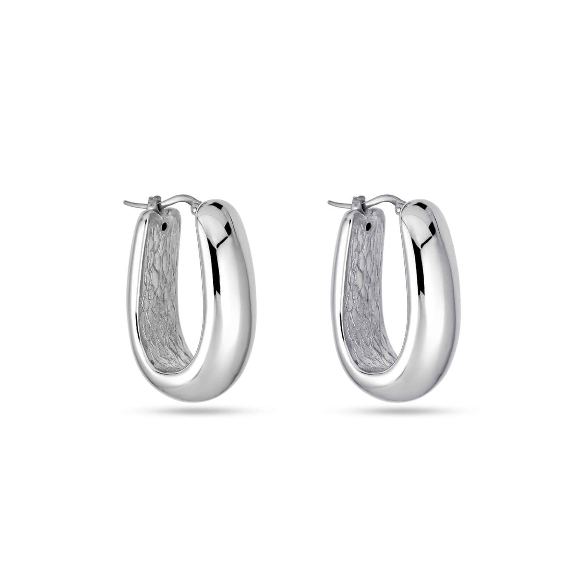 Oblong Silver Hoops – STONE AND STRAND