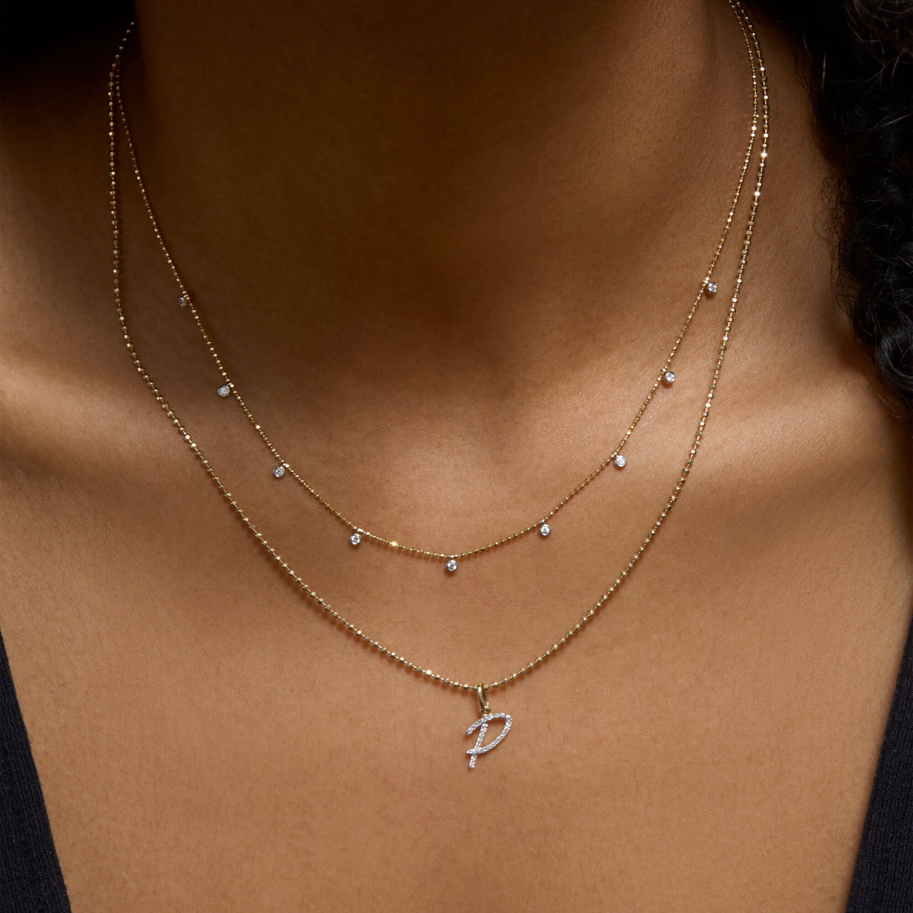 Teeny Dangling Diamond Bead Chain Necklace – STONE AND STRAND