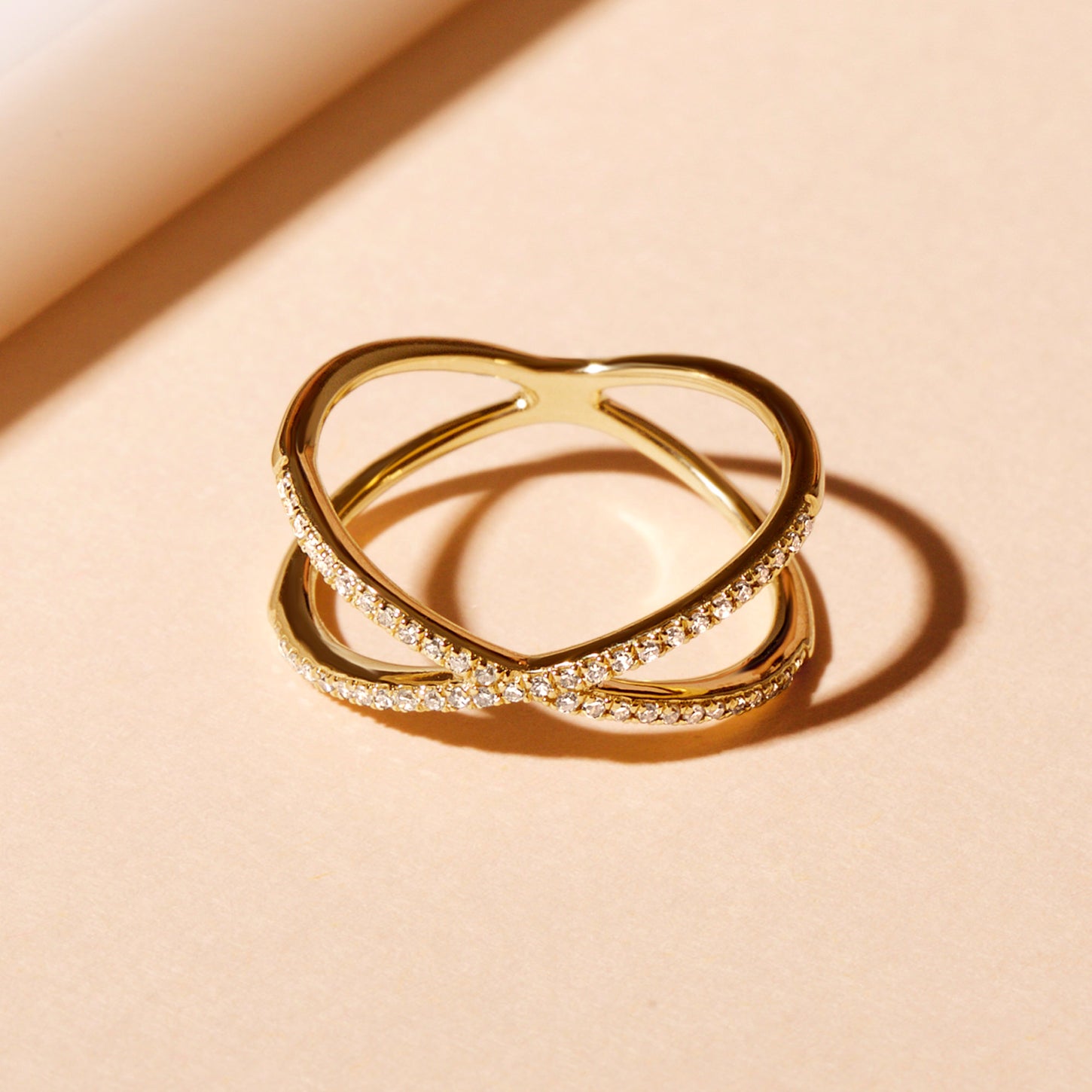 Diamond Pave X Ring – STONE AND STRAND