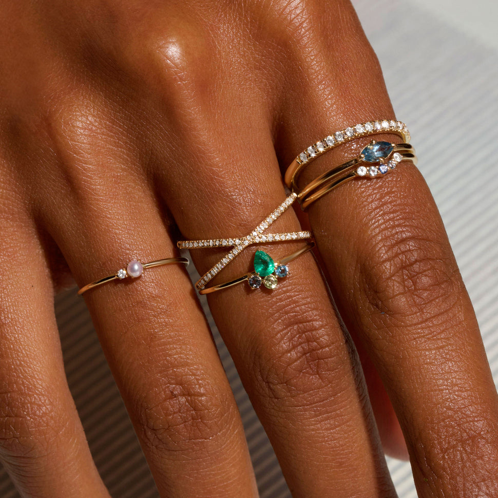 Diamond Pave X Ring – STONE AND STRAND