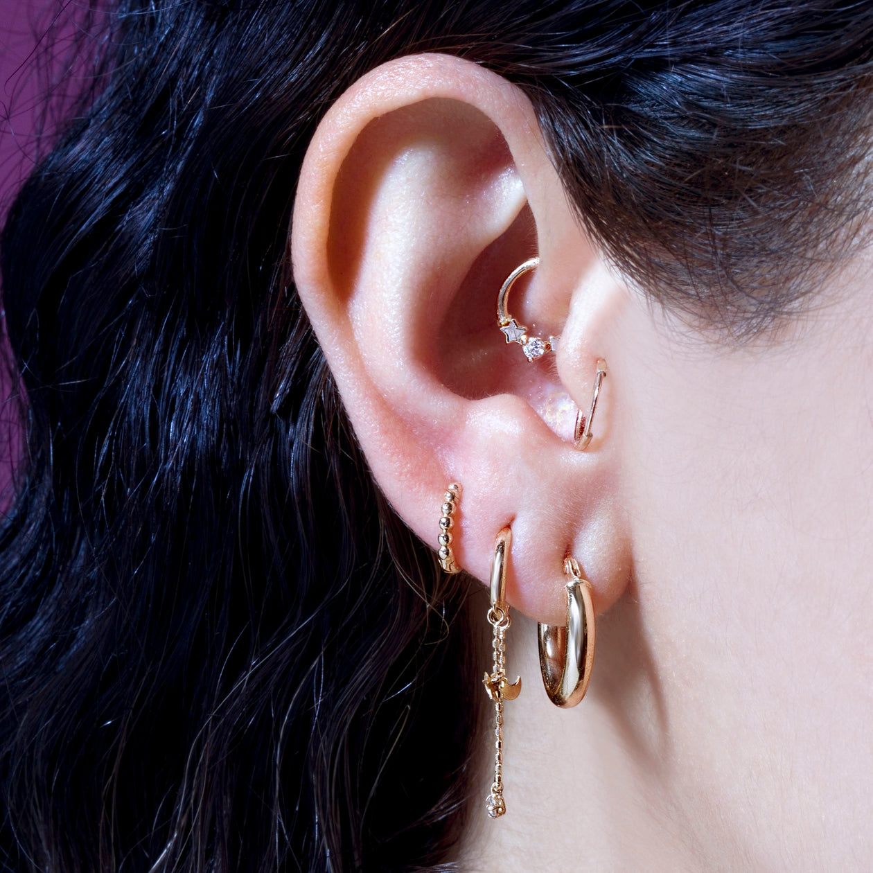 Star Light Fixed Hoop Earring – STONE AND STRAND