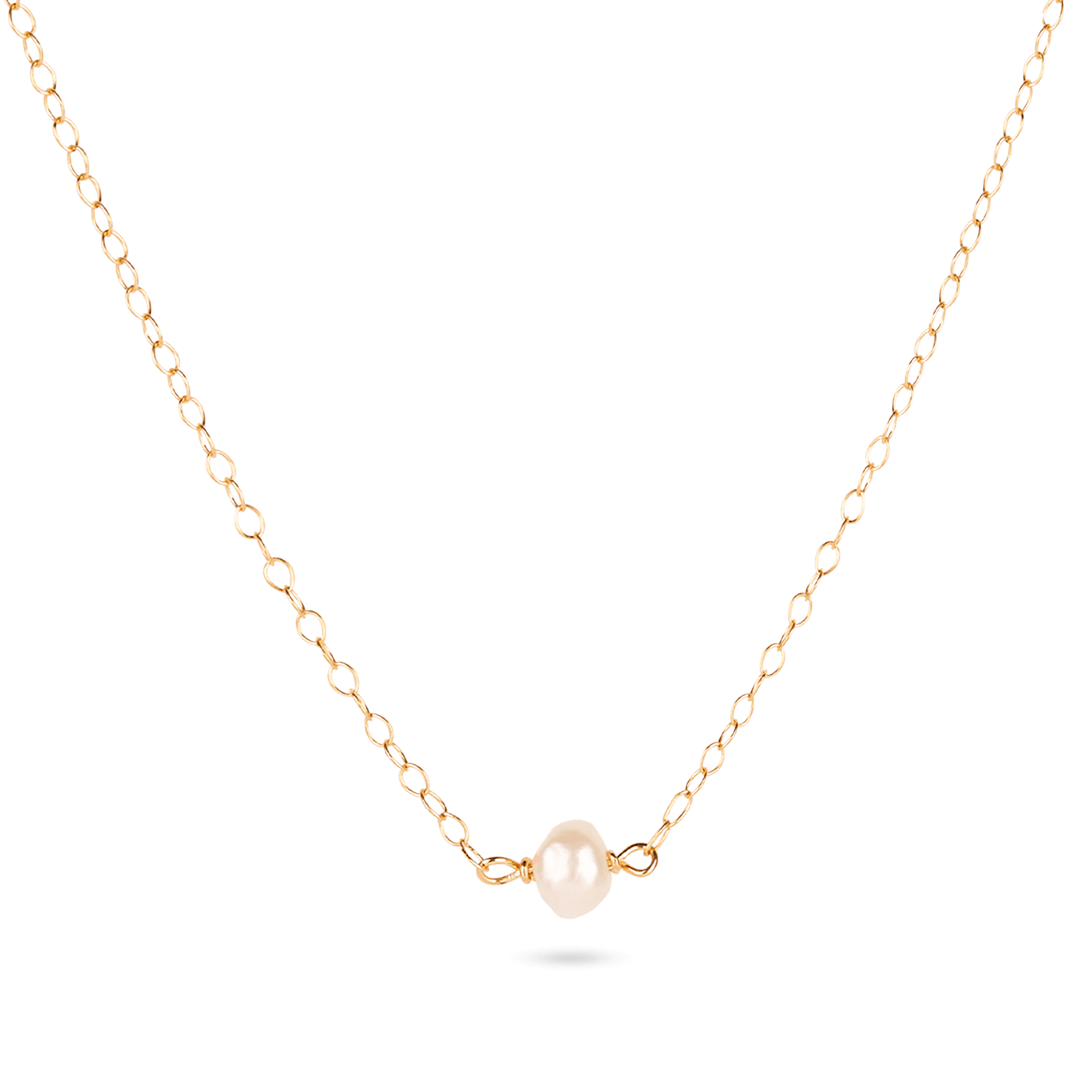 Tiny Solitaire Pearl Necklace – STONE AND STRAND
